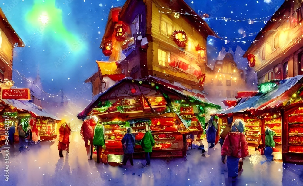 It's Christmas market evening and the fairy lights are twinkling. The ...