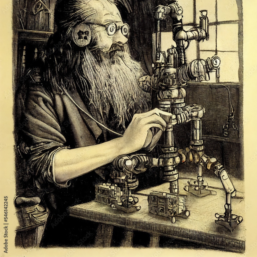 Steampunk Victorian Man Who Looks Like Rasputin Tinkers with an ...