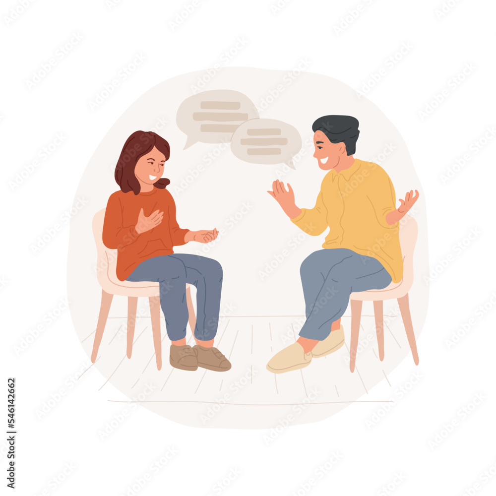 Debate club isolated cartoon vector illustration. Two students sitting ...