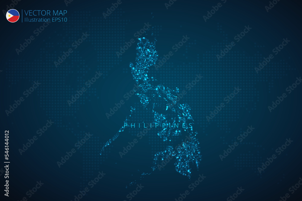 Map of Philippines modern design with abstract digital technology mesh ...