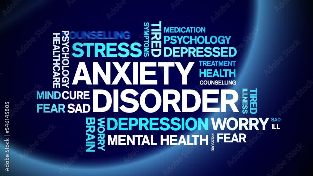 Anxiety Disorder animated tag word cloud;text design animation kinetic ...
