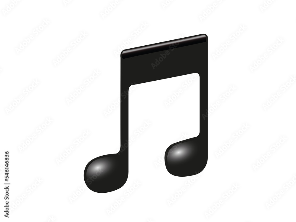 Black music note icon, beamed pair of eighth musical notes on ...