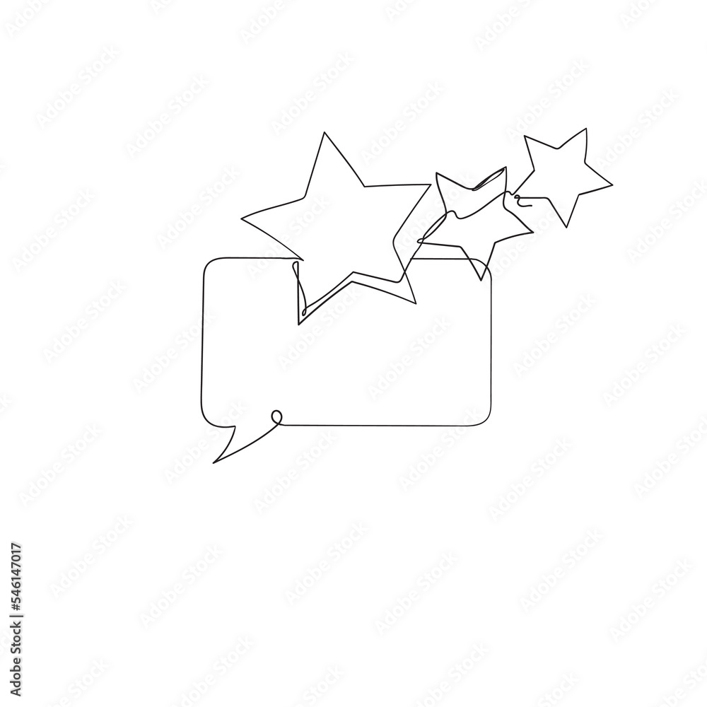 continuous line drawing bubble talk star review illustration vector ...