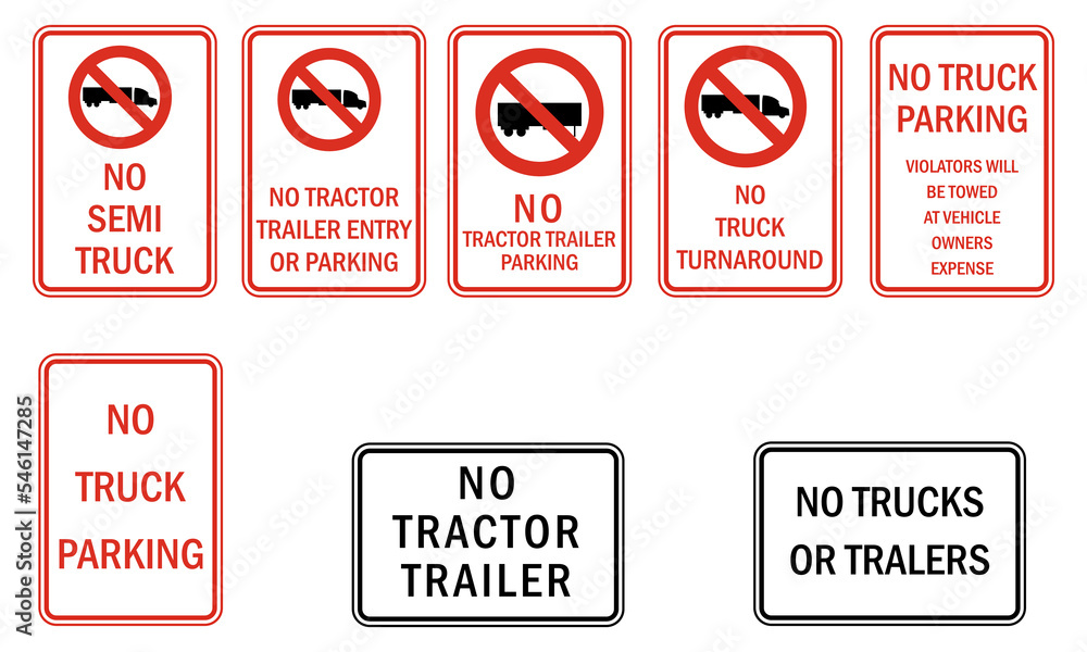Parking sign and label no truck parking set Stock Vector | Adobe Stock
