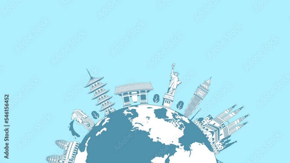 Vidéo Stock Travel, vacation, sightseeing illustration / 4K animation ...