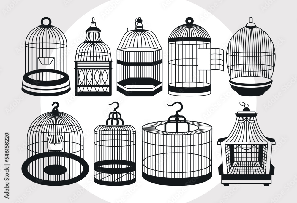 Bird Cage SVG Bundle, Cage Silhouette, Bird Home Svg, Bird House Svg ...
