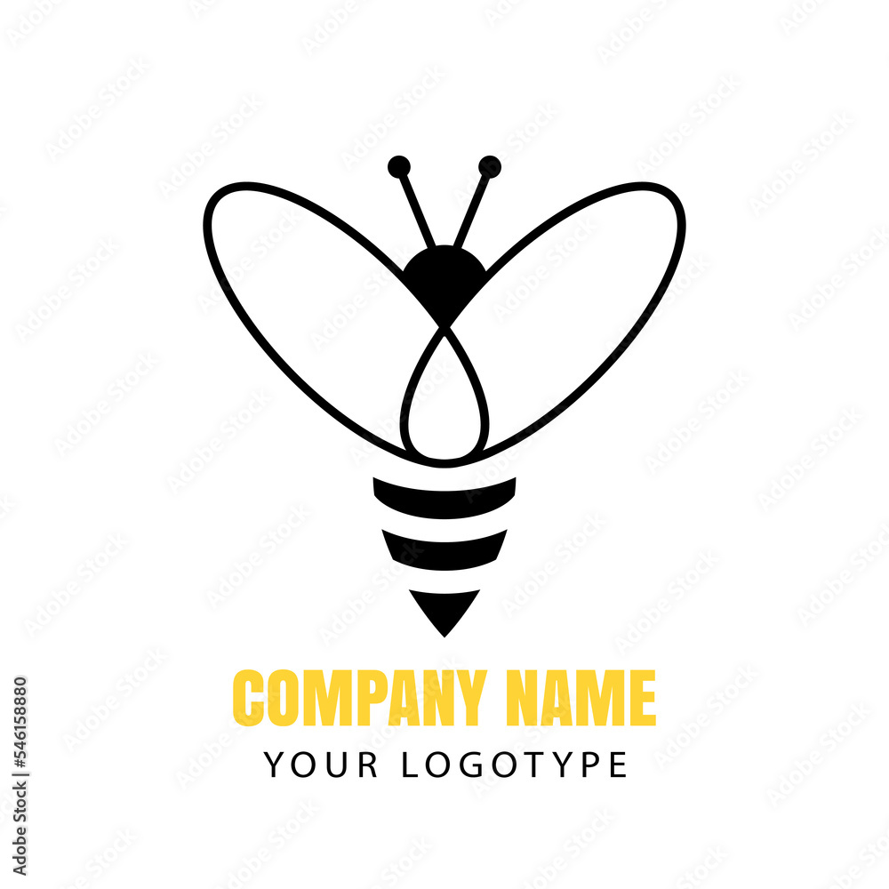 Bee logo colored object isolated on white background. Design for ...