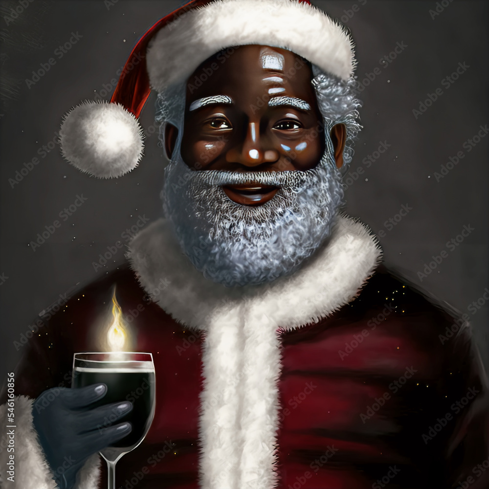Santa Claus Negro listo para celebrar la Navidad, hecho con ...