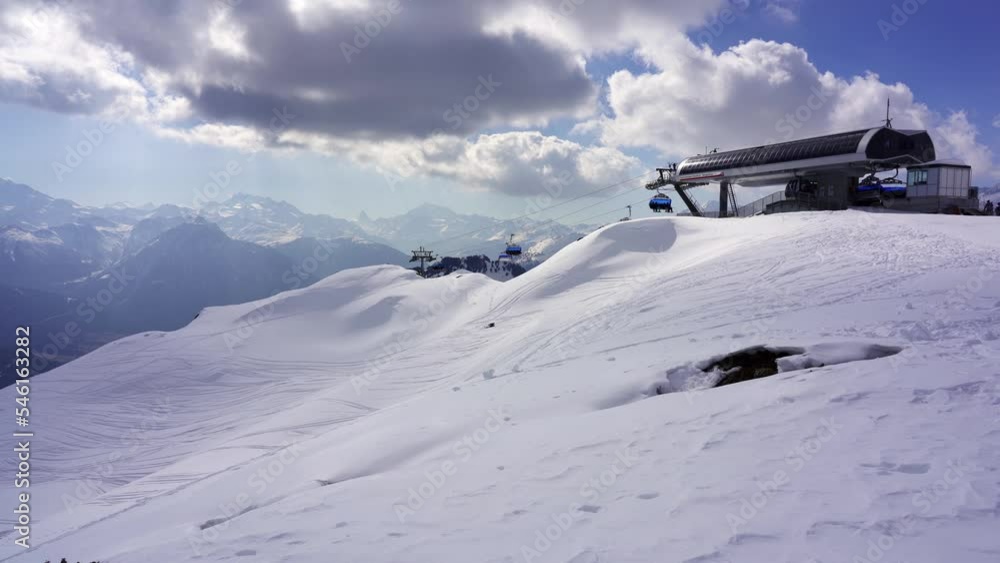 Aletsch arena ski resort. The top of the Moosfluh combined cable car ...