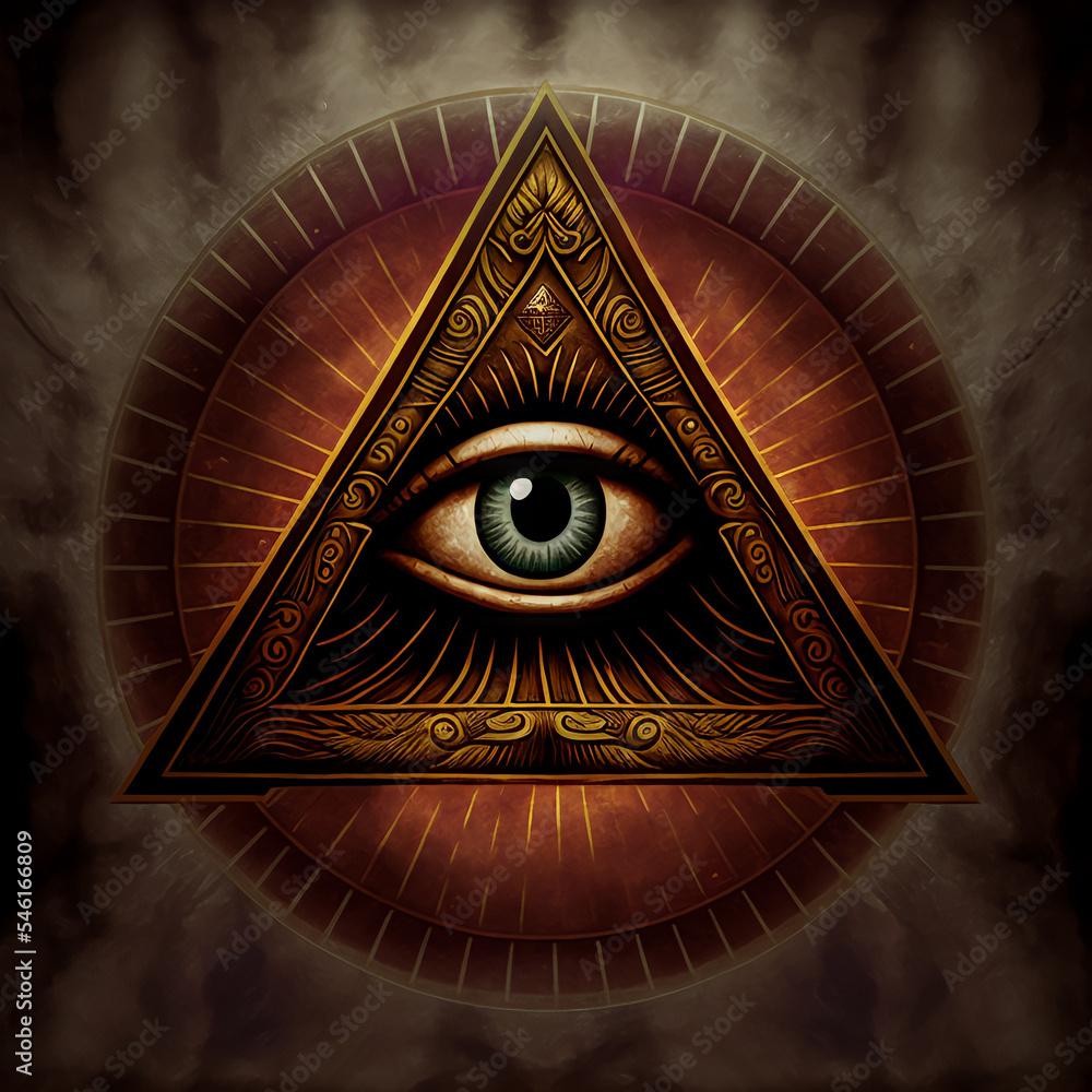 Triangle with Eye Design | Mind's Eye Illuminati Concept | Created ...