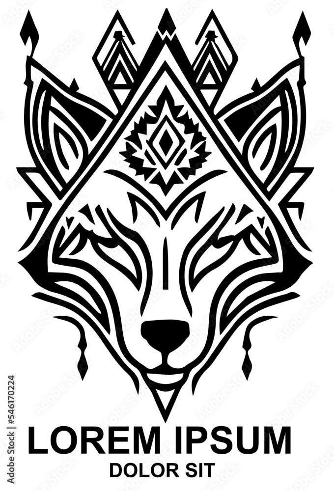 tribal wolf tribal tattoo Polynesian ethnic black and white seamless ...