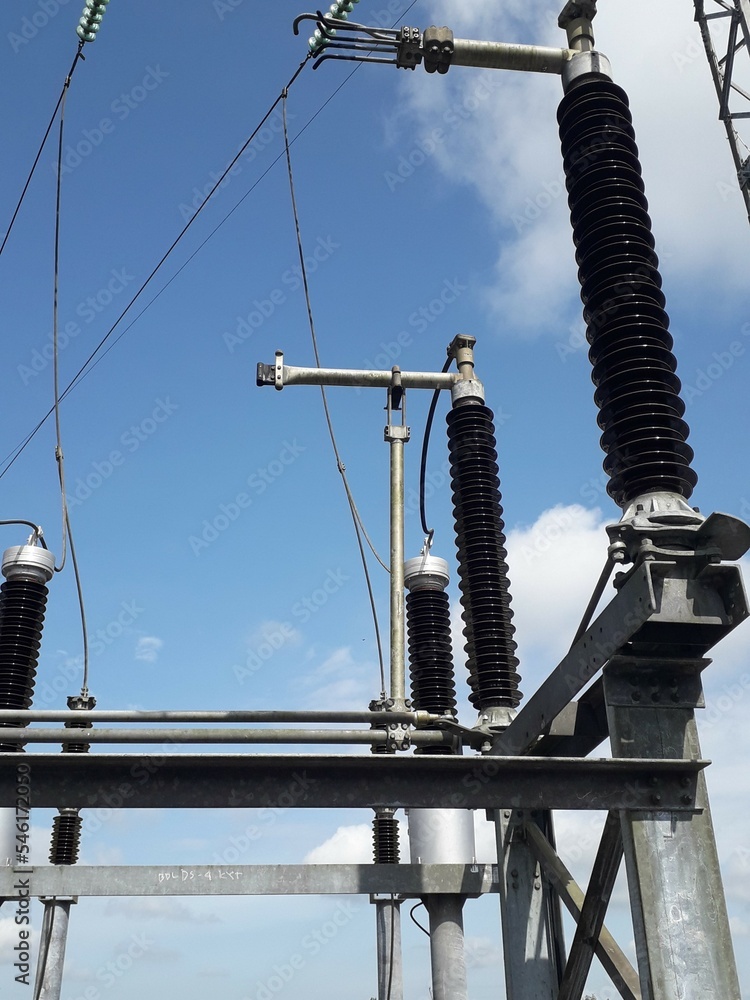 Disconnecting switch on high-voltage substation. switching device used ...