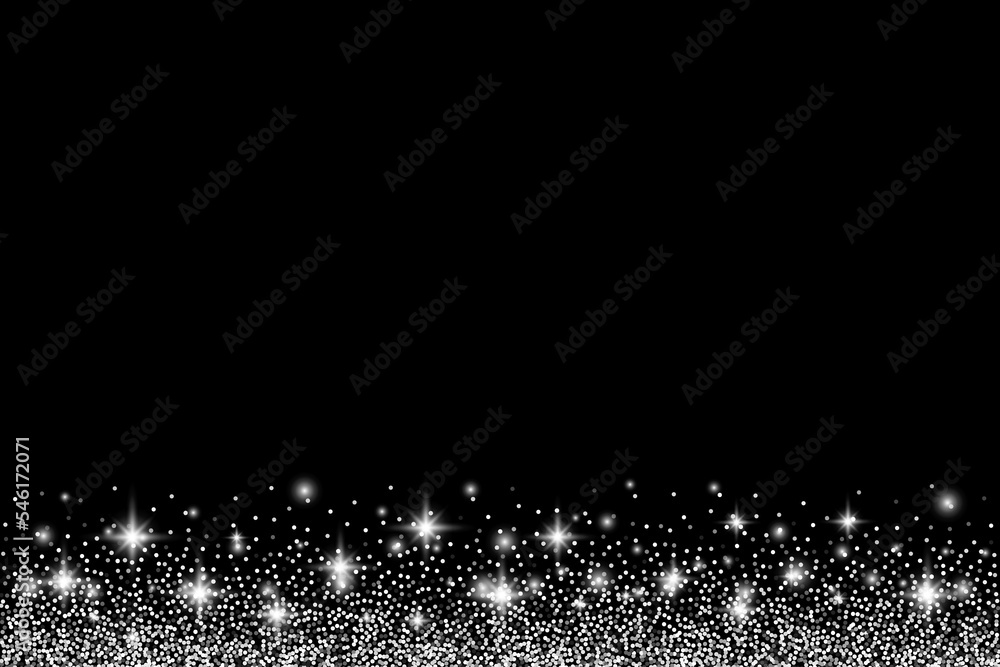 Silver glitter border with sparkles. Vector illustration. Stock Vector ...