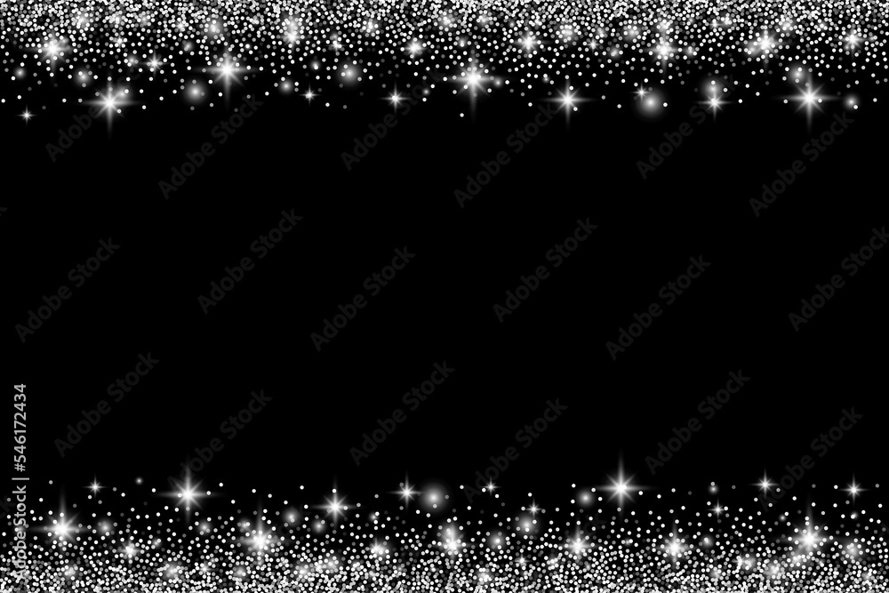 Silver glitter borders with sparkles. Vector illustration. Stock Vector ...