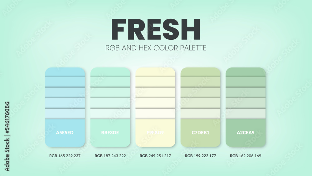Color palette in a Fresh colour theme collections. Color scheme or ...