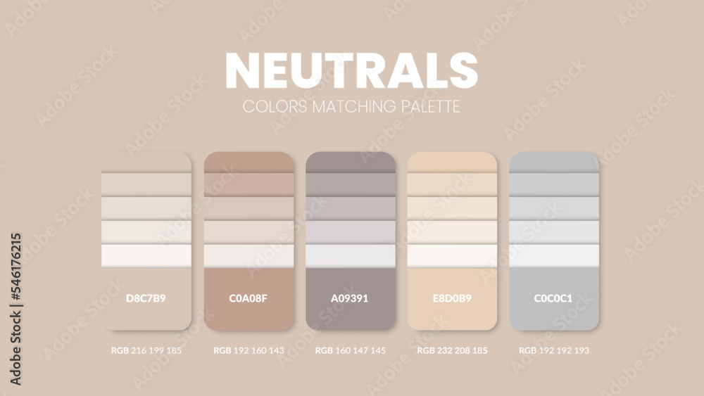 Color palette in a Neutrals colour theme collections. Color scheme or ...