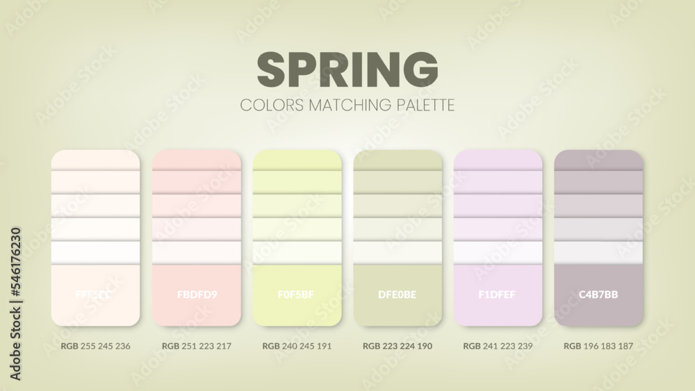 Color palette in a Spring colour theme collections. Color scheme or ...