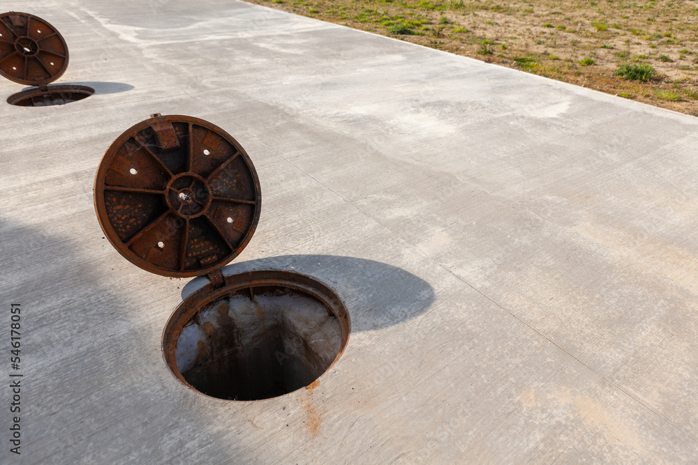 manhole cover of the cistern Stock Photo | Adobe Stock