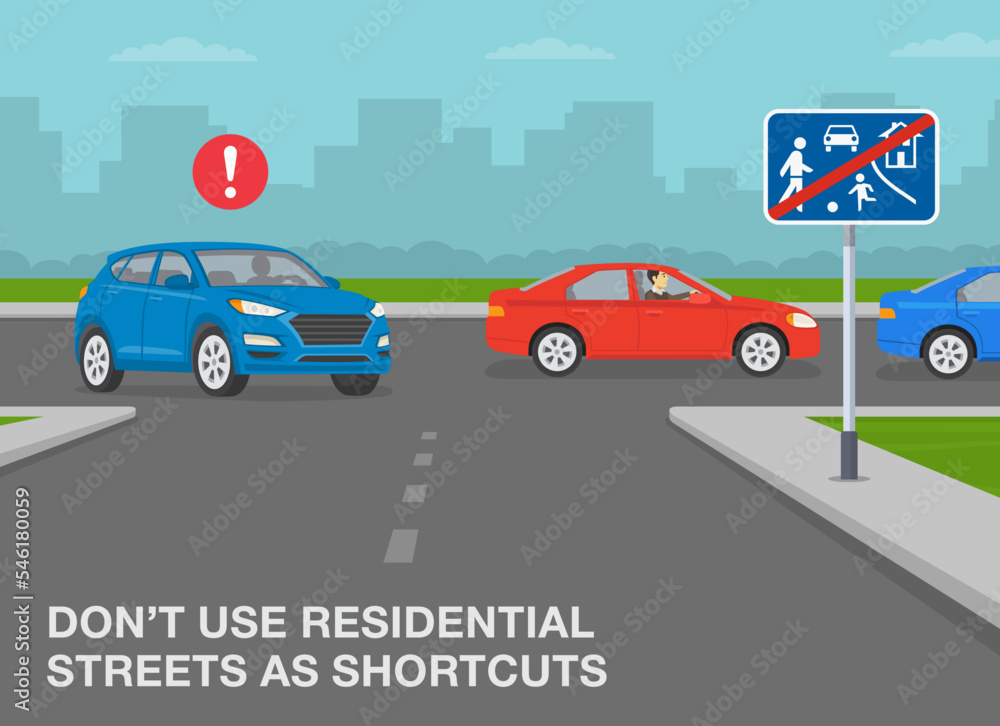 Safe car driving tips and traffic regulation rules. Suv turns right on ...