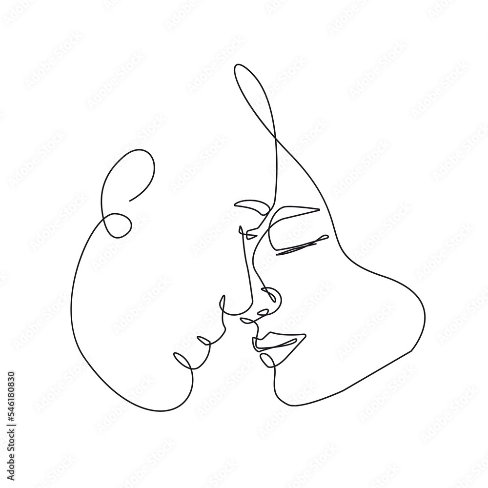 Couple Continuous Single Line Drawing. Couple Faces Simple Minimalist ...