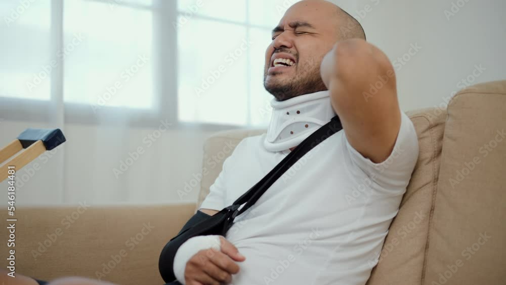 Man suffered pain from accident fracture broken bone injury with leg ...
