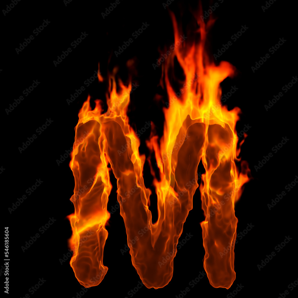 fire letter M - Capital 3d demonic font - suitable for disaster, hell ...