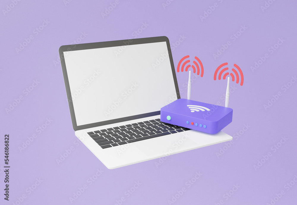 Minimal cartoon style wireless modem hotspot network via computer ...