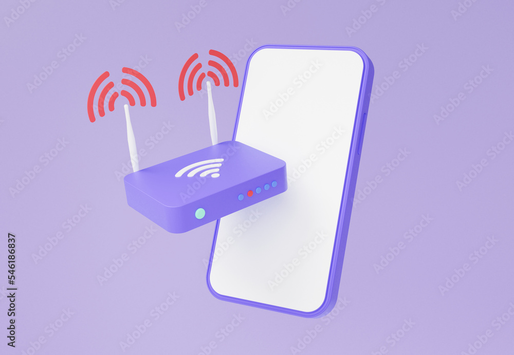 Wireless modem hotspot network via mobile phone. Internet wifi router ...