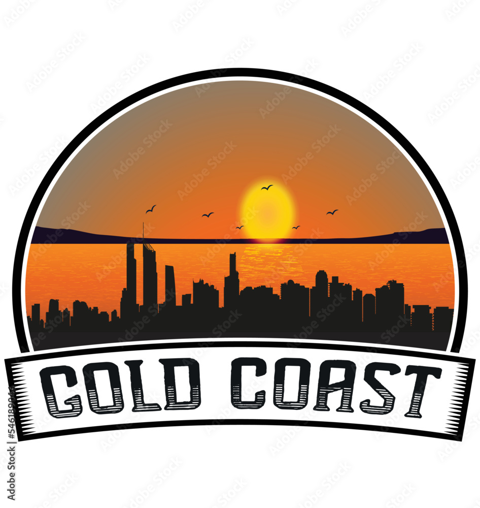 Gold Coast Australia Skyline Sunset Travel Souvenir Sticker Logo Badge ...