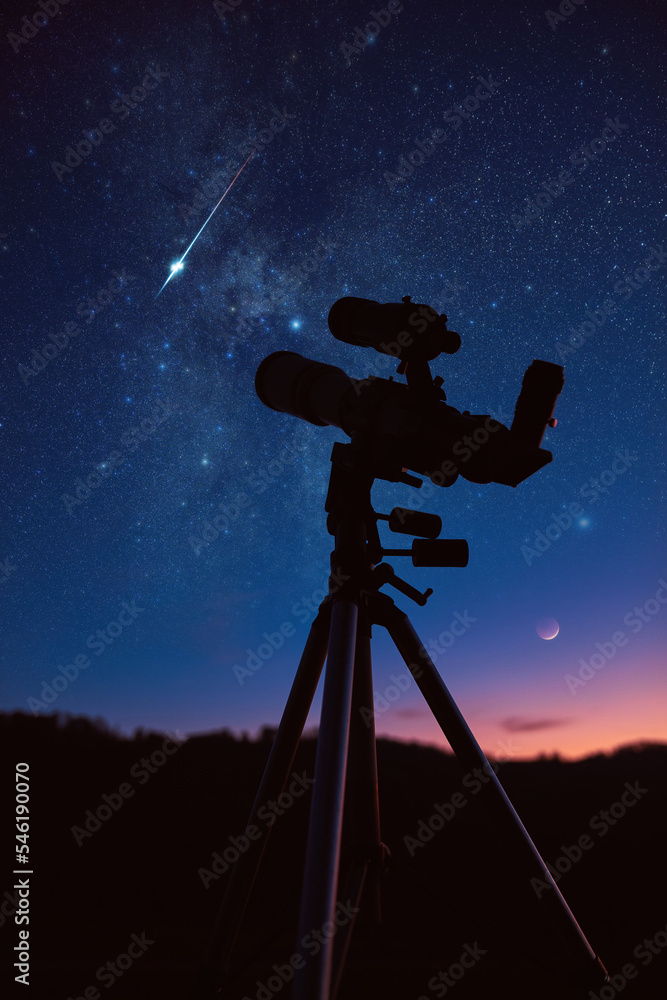 Astronomy telescope for observing night sky, Moon, planets, stars and ...