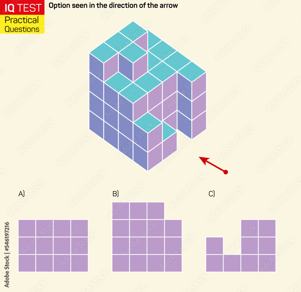 Visual intelligence questions - Find top view of towers. IQ TEST Stock ...