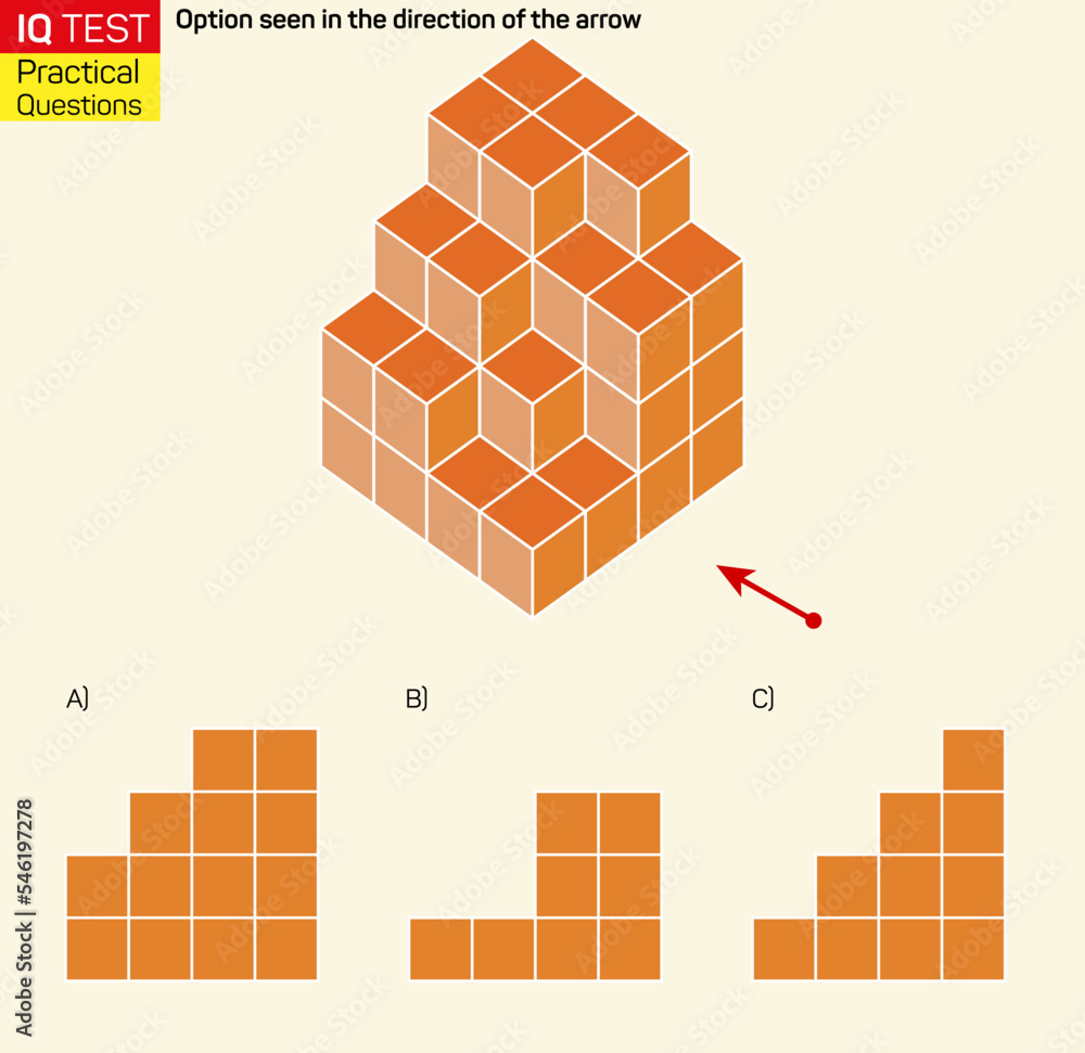 Visual intelligence questions - Find top view of towers. IQ TEST Stock ...