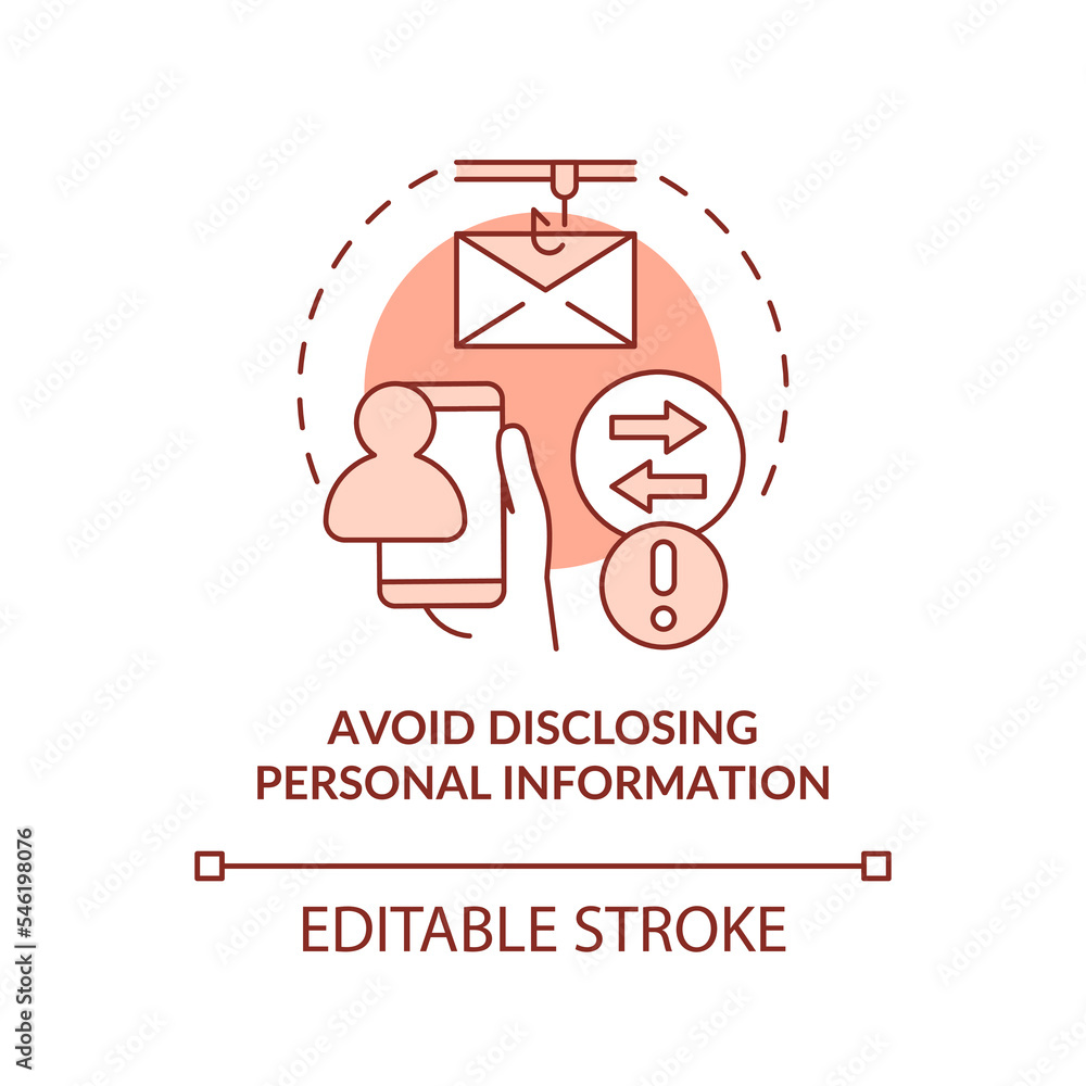 Avoid disclosing personal information terracotta concept icon. Prevent ...