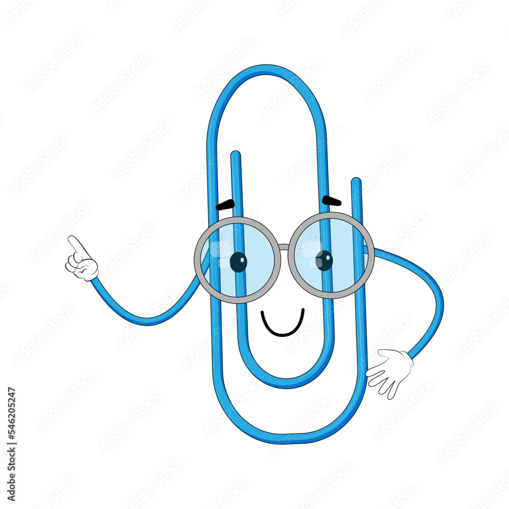 cartoon funny paper clip vector illustration Stock Vector | Adobe Stock