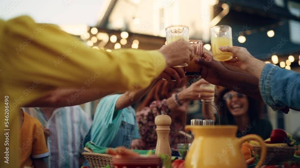 Family and Multicultural Diverse Friends Gathering Together at a Garden ...