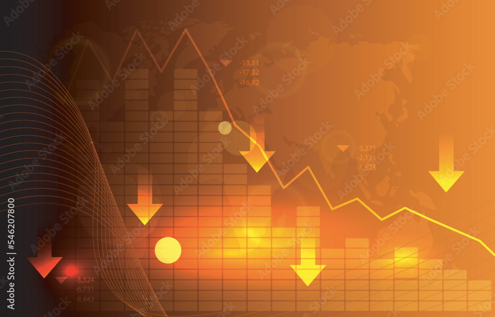 Poster Down Arrow Negative Bar Graph Chart Depreciation Business ...