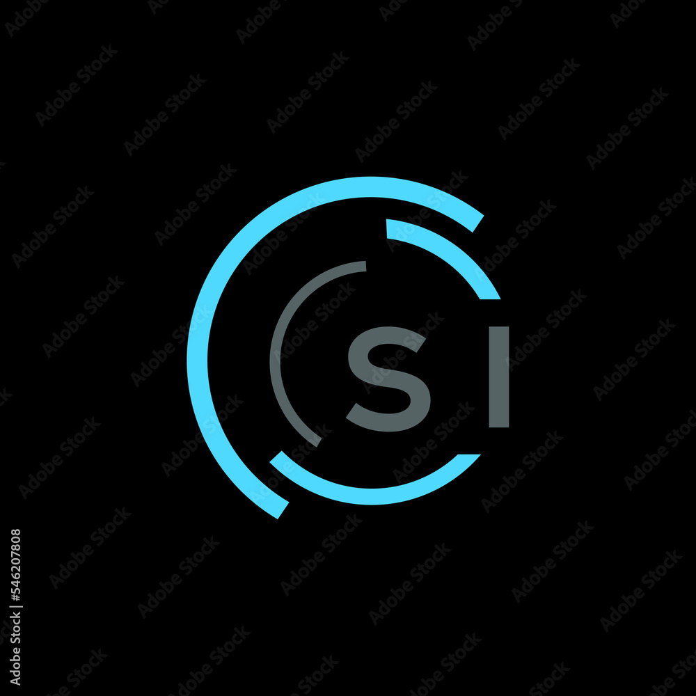 SI logo monogram isolated on circle element design template, SI letter ...