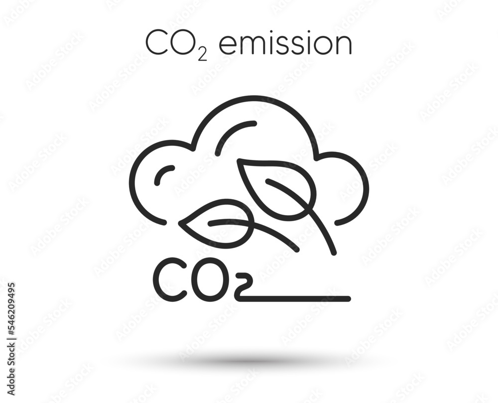Co2 gas line icon. Carbon dioxide offset sign. Co2 emissions symbol ...