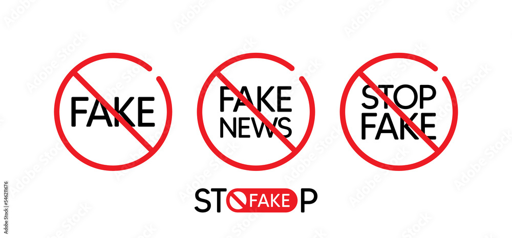 Fake news stamp icons. Stop fake news and propaganda on tv and social ...