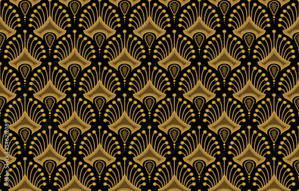 Seamless golden Art Deco pattern. Vintage abstract geometric gold ...