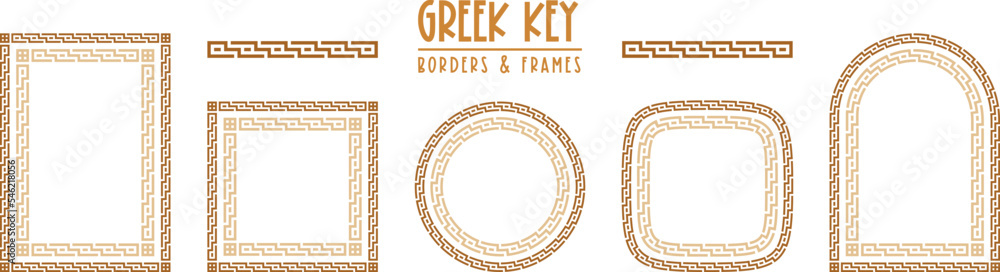 Greek key frames and borders collection. Decorative ancient meander ...