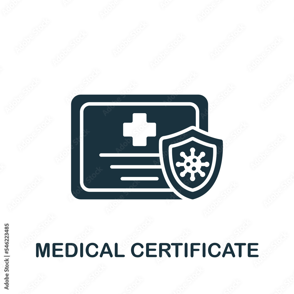 Medical Certificate icon. Monochrome simple New Normality icon for ...