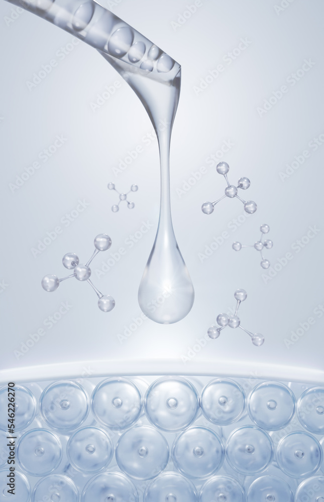 Collagen serum Oil drop on Saggy skin DNA cells, Skin Repair ...