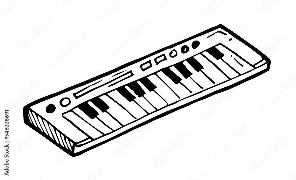 Modern electronic synthesizer piano keys. Musical instrument for ...