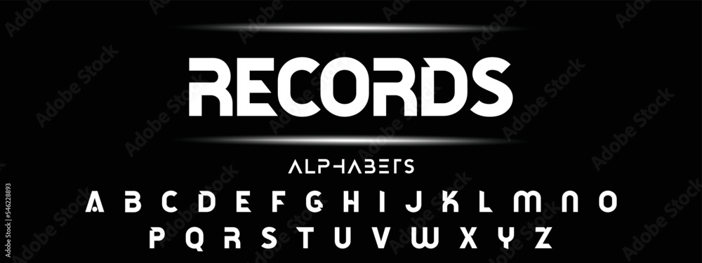 RECORDS Sports minimal tech font letter set. Luxury vector typeface for ...
