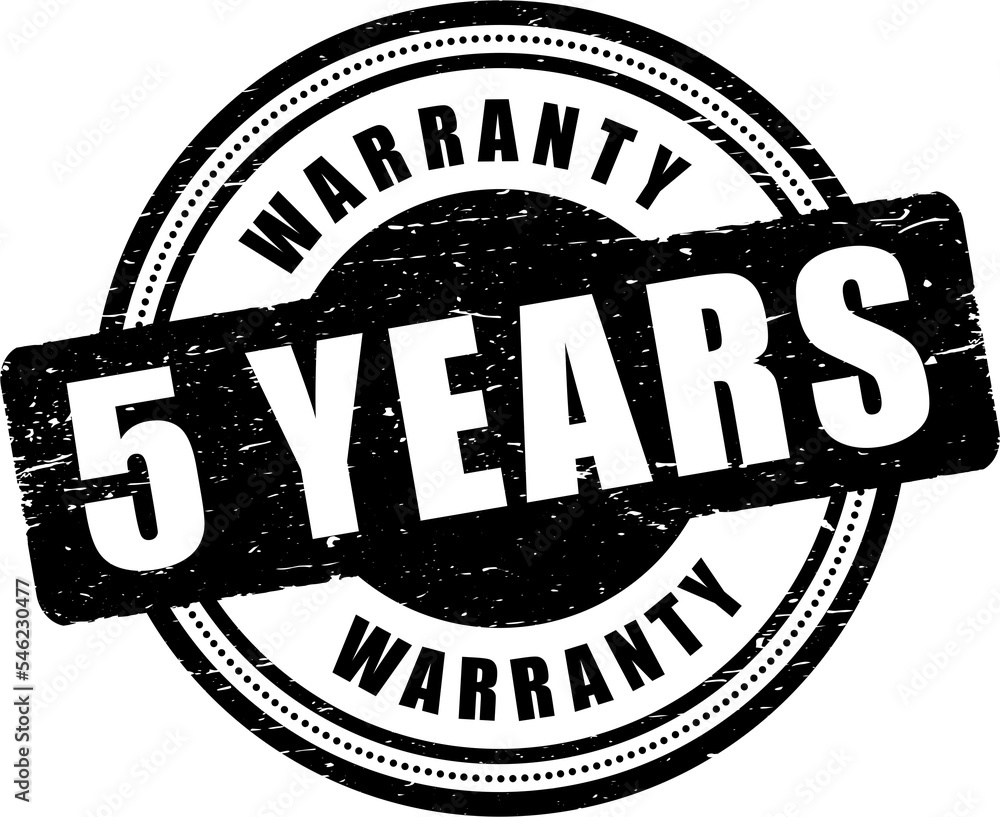 5 year warranty stamp badge isolated on white background. warranty ...