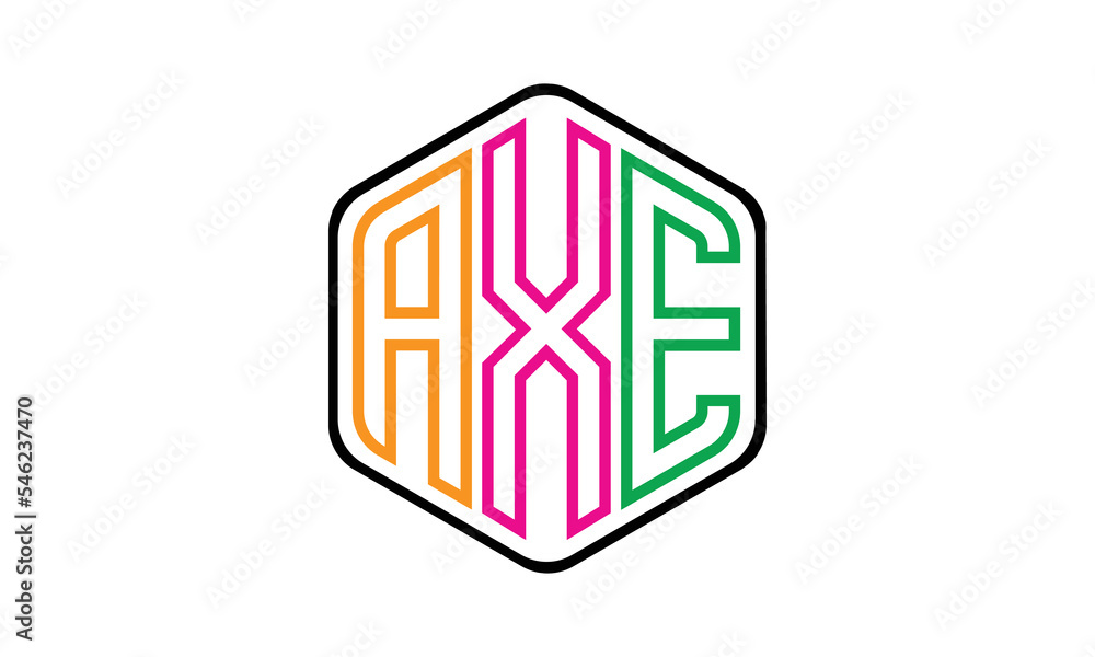 AXE three-letter polygon iconic logo design vector template, monogram ...