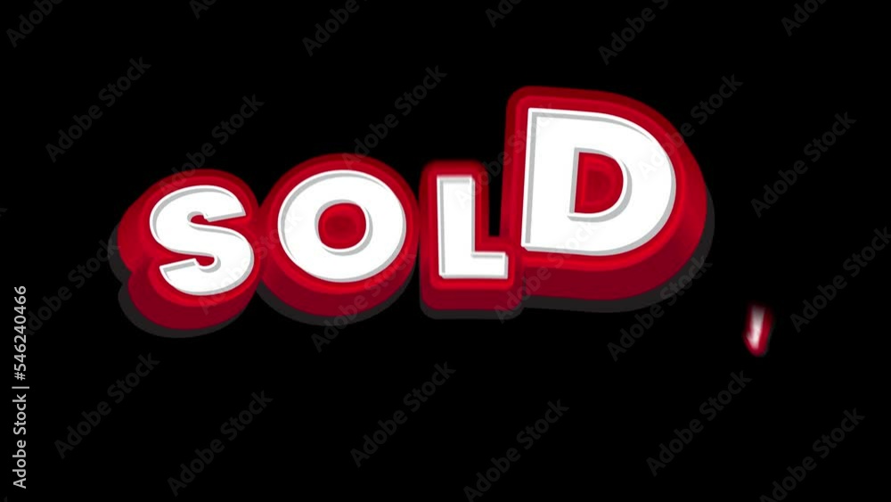 Sold Icon Text Label with Animation Gesture. Includes Black, White and ...