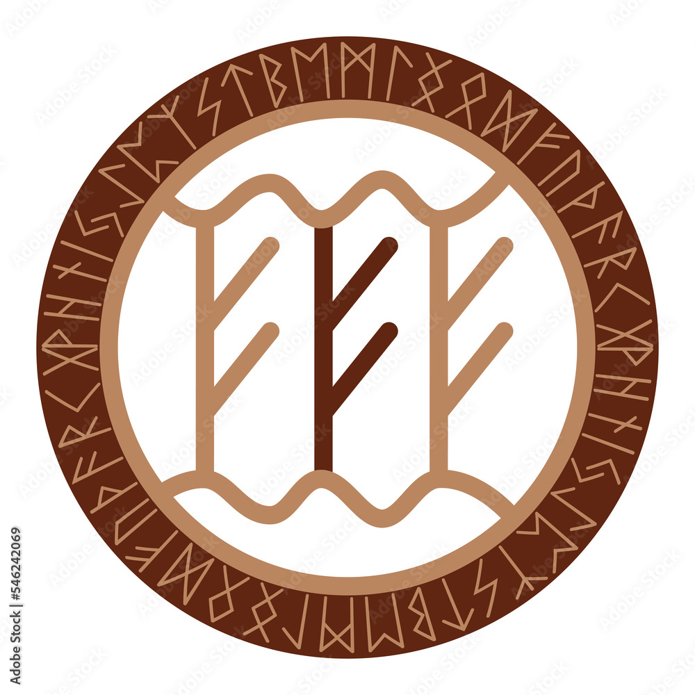 Triple Rune Fehu, an ancient Slavic symbol, decorated with Scandinavian ...