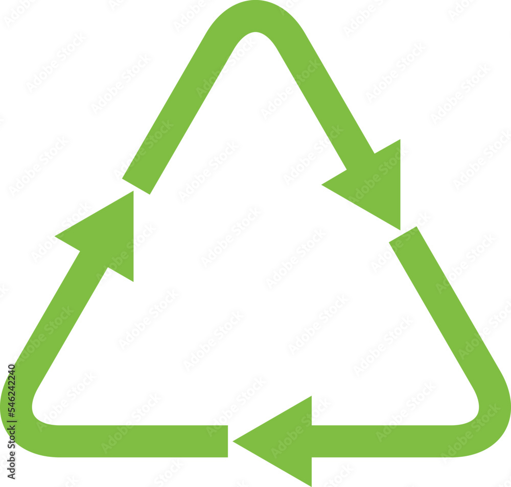 Recycle triangle arrow symbols set vector illustration. Green solid ...